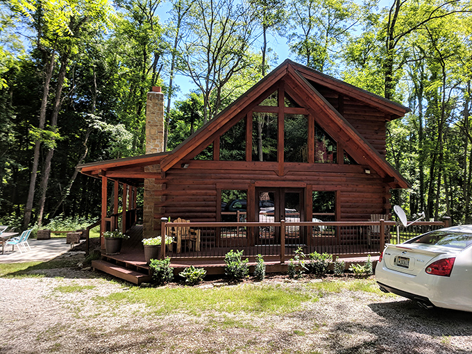 This rustic log cabin retreat looks like it was built by someone who binged both "Yellowstone" and HGTV in equal measure.