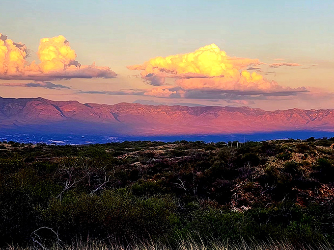 Sunset paints the mountains in hues that would make even the most talented artist throw down their brush in defeat.