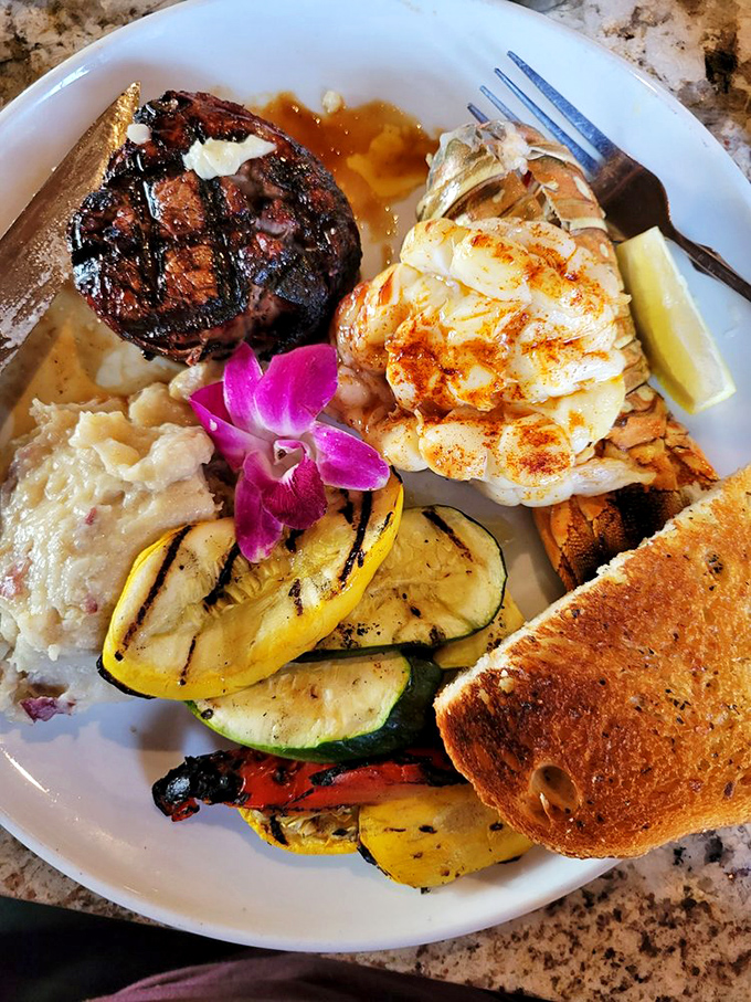 Surf and turf that settles the age-old debate of land versus sea by declaring, "Why not enjoy the best of both worlds?"