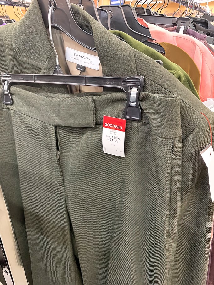 That Tahari suit isn't just green&mdash;it's money saved incarnate, ready to make you look like a million while spending less than lunch.