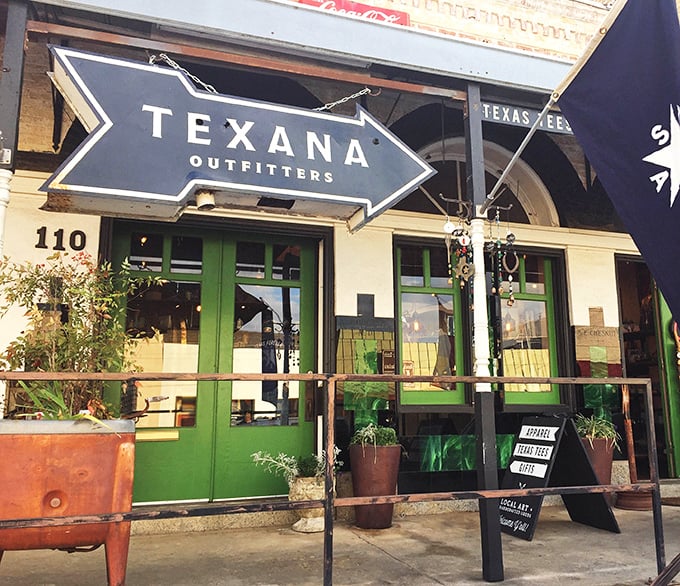 Texana Outfitters' arrow sign points the way to locally-crafted goods that won't be found in any big box store's "Texas-inspired" section.