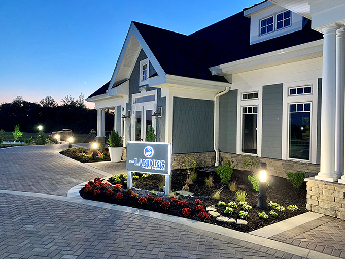 The Landing's elegant entrance suggests you can enjoy upscale dining without driving to the beach towns or changing out of comfortable shoes.