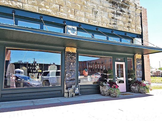 The Stag's storefront offers small-town shopping with big-city style, proving you don't need a metropolis for a retail therapy session.