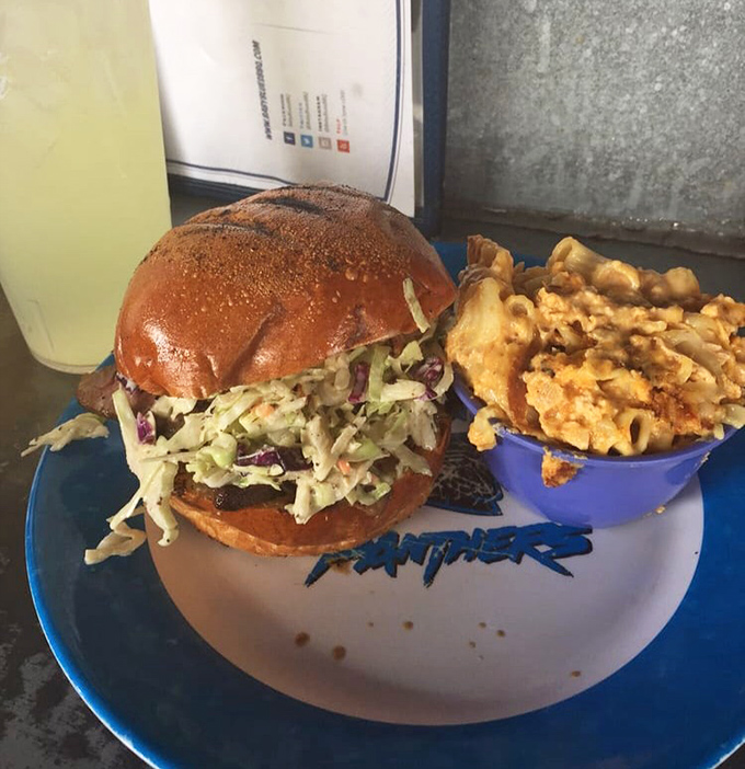 This sandwich isn't just lunch, it's architecture &ndash; a carefully constructed monument to the art of barbecue, with coleslaw as the perfect counterpoint.