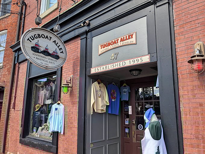 Tugboat Alley brings nautical charm to downtown shopping, because Portsmouth knows how to theme a retail experience properly.