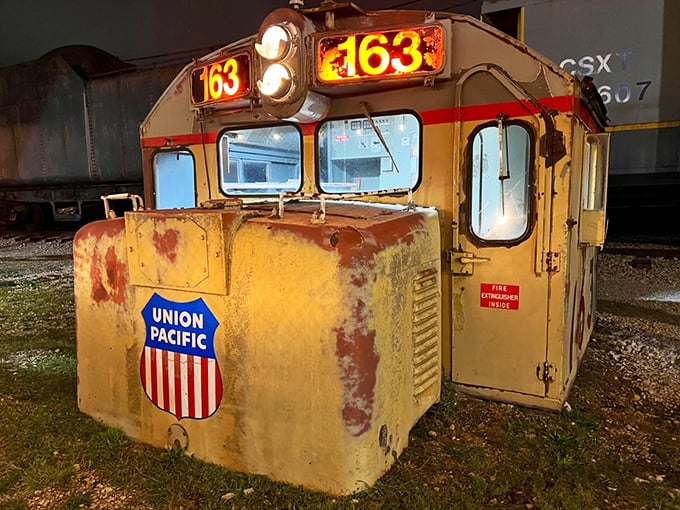 This weathered Union Pacific track speeder has the kind of authentic patina that restoration shows try desperately to recreate. The real deal always shows its age proudly.