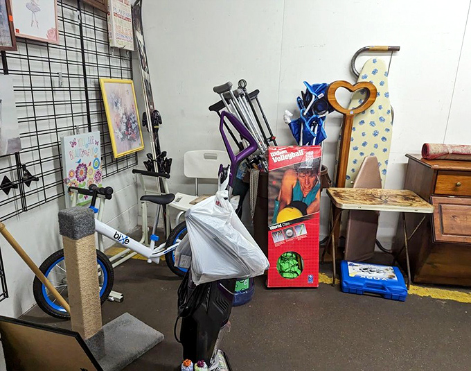 The sports and recreation corner: where exercise equipment gets a second chance and childhood hobbies await rediscovery.
