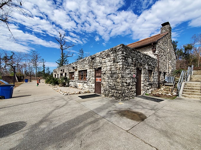Historic headquarters: This limestone structure, with its distinctive rustic architecture, serves as both visitor center and living museum of 1930s conservation efforts.