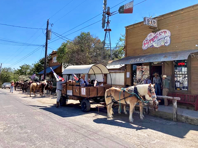 Horse-drawn wagon rides prove some transportation methods never go out of style, especially when they stop at watering holes of the human variety.