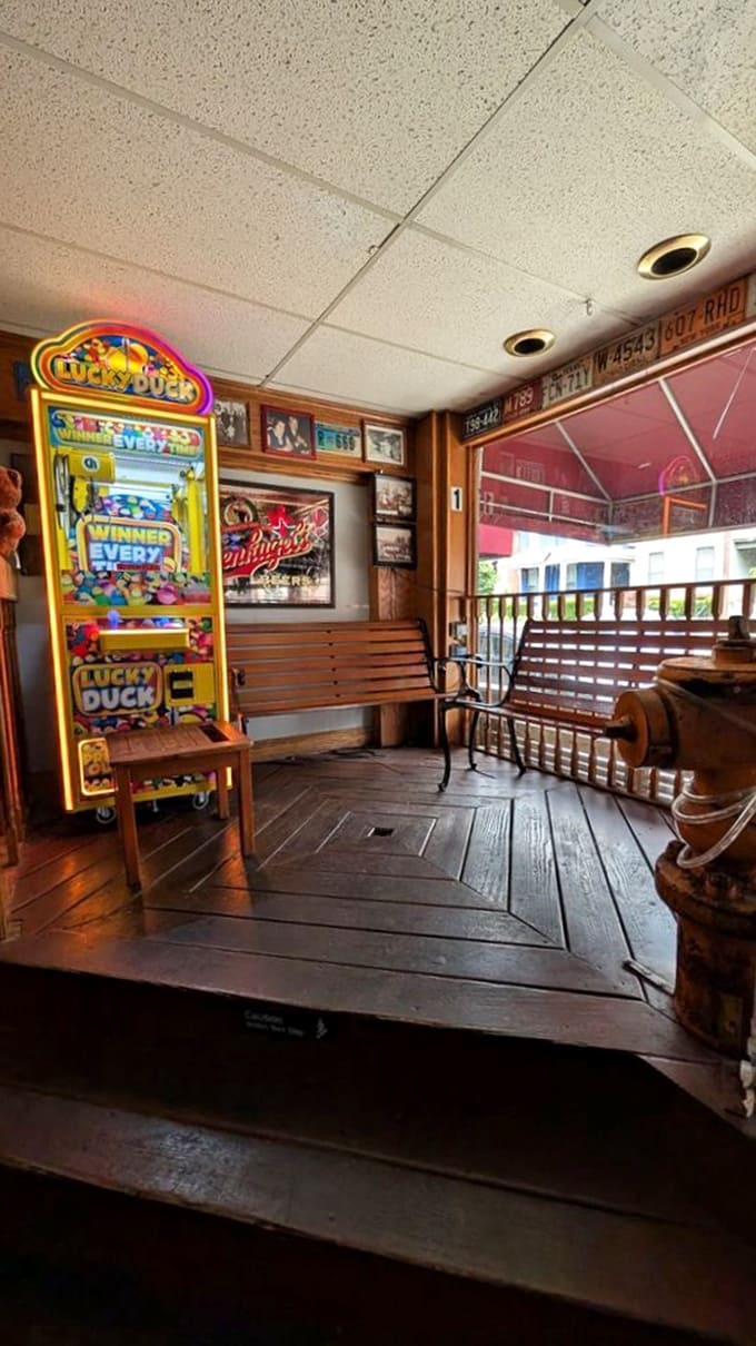 Even the waiting area has personality. That Lucky Duck game has probably funded more than a few rounds of celebratory beers.