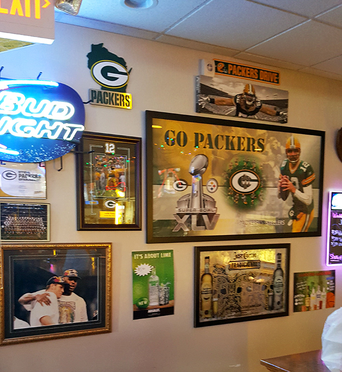 The wall that screams "You're in Packers country now!" Even Bears fans will be treated kindly&mdash;though they might endure some good-natured ribbing.