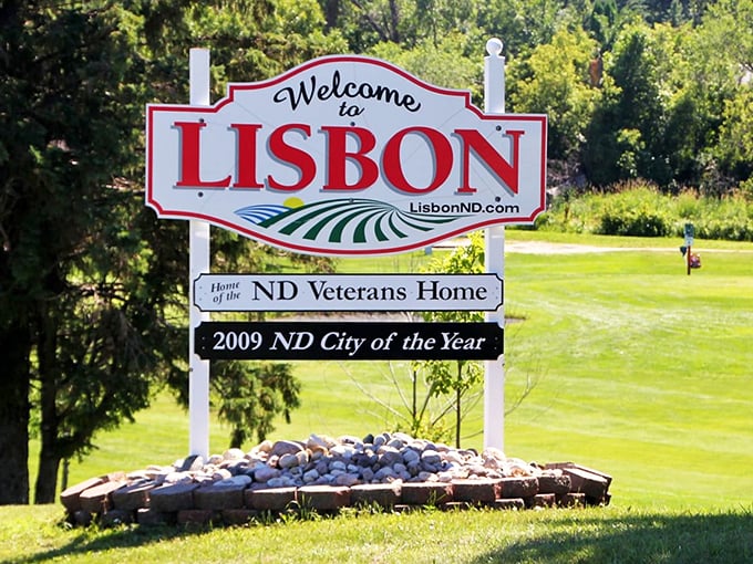 Lisbon's welcome sign proudly announces its achievements &ndash; because in small towns, every recognition is a community victory.
