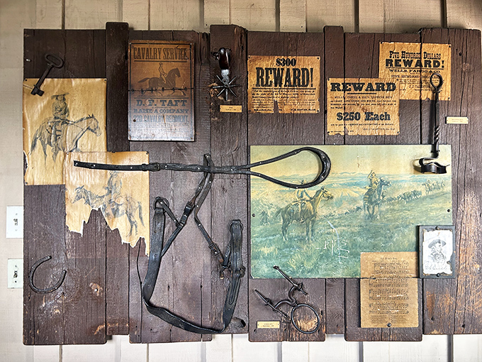 The Western memorabilia isn't just decoration – it's a time machine to California's frontier days, complete with wanted posters and authentic gear.