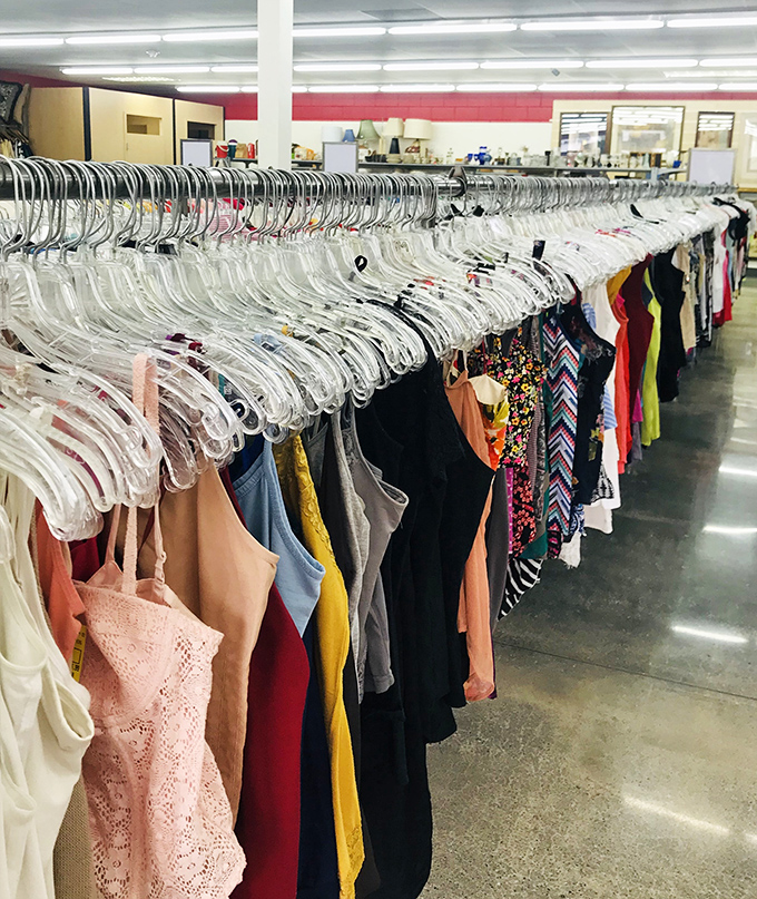 The women's section&mdash;a color-coded wonderland where $35 can completely reinvent your vacation wardrobe or everyday island style.