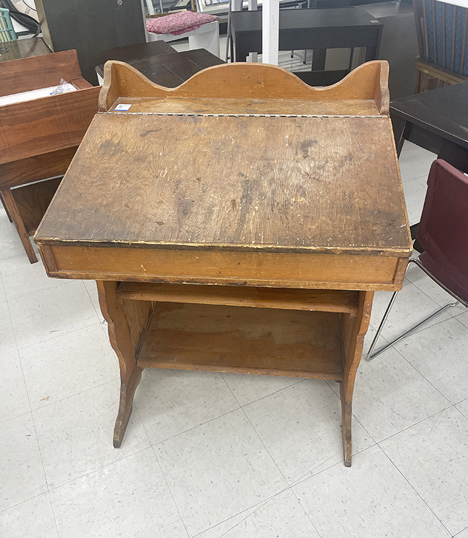 This antique desk has witnessed homework assignments, love letters, and possibly the Great Depression. Now it awaits your modern interpretation and gentle restoration.