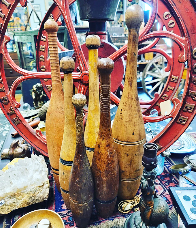 These wooden juggling pins have passed through many hands&mdash;literally. Their worn patina speaks of circus acts and vaudeville shows long since ended.