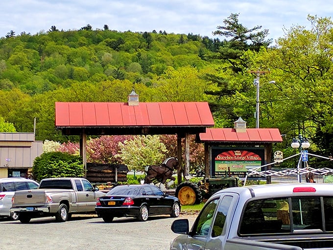Spring in Vermont frames the village entrance with a painter's palette of greens. Nature's way of welcoming treasure seekers.