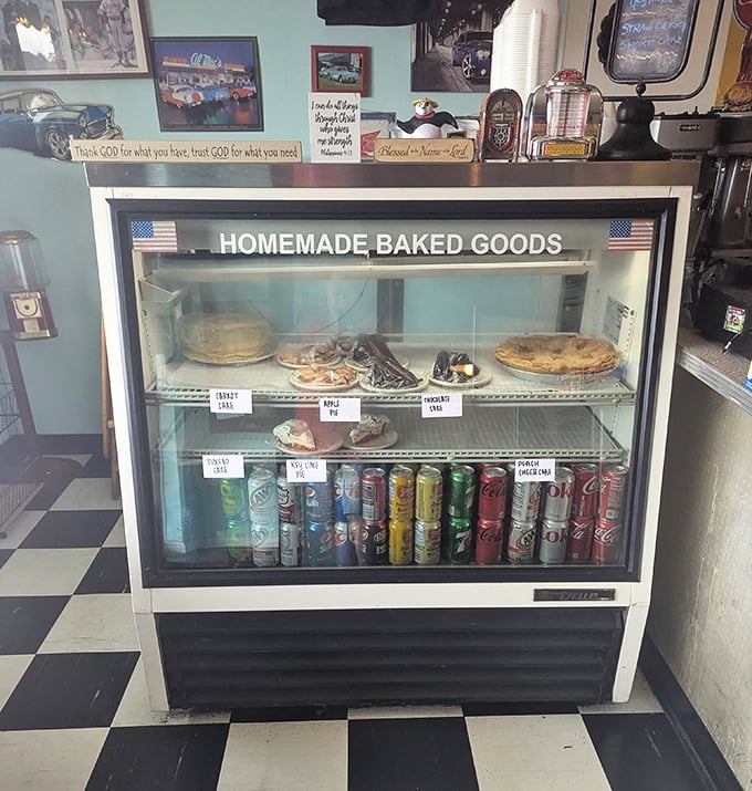 The dessert case &ndash; where willpower goes to die. Those homemade pies aren't just desserts, they're edible works of art.