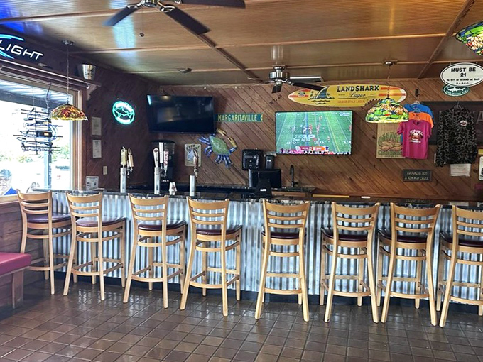 The bar area&mdash;where sports on TV and seafood on plates create the perfect recipe for contentment. Those stools have witnessed countless celebrations.
