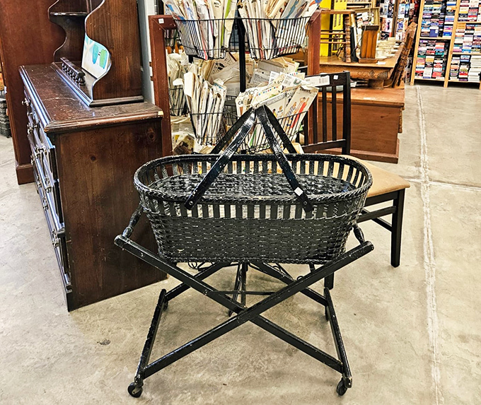 This vintage bassinet on wheels isn't just baby furniture&mdash;it's a portable piece of history ready for its next generation of midnight rocking.
