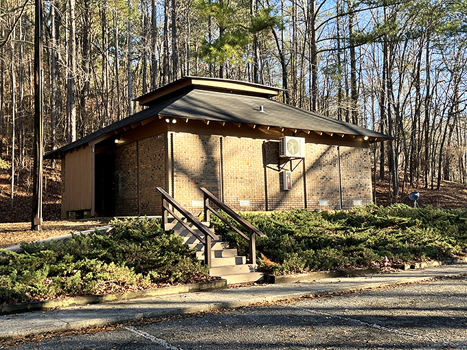 The humble bathhouse—civilization's outpost in the wilderness. Never has a simple brick building looked so welcoming after a long day of hiking and swimming.