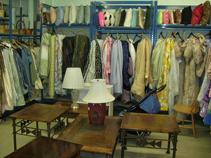 The bedding and curtain section: where your grandmother's floral patterns come to meet their match in someone else's home.