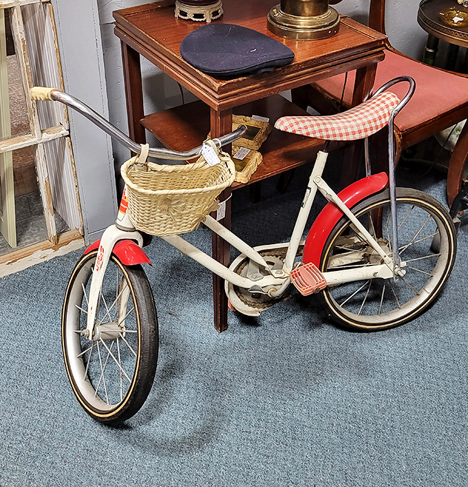 This charming vintage bicycle with its wicker basket isn't just transportation&mdash;it's a Norman Rockwell painting waiting to happen. Summer adventures included, nostalgia guaranteed.