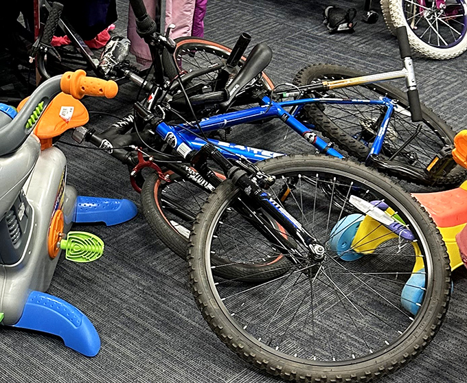 Bicycles and toys find their second wind here. Some child's next great adventure is waiting on these wheels.