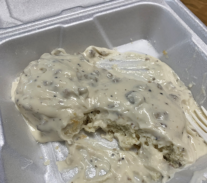 Not gravy&mdash;it's sausage gravy. The difference matters, especially when it's blanketing a biscuit like a comforting, peppery snow day.