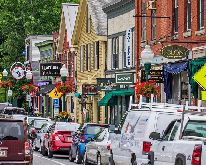 The business district's vibrant facades and hanging flower baskets make running errands feel more like a pleasure cruise than a chore.