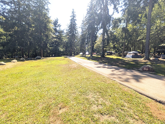 Campsites nestled among gentle giants. The numbered rocks are like nature's hotel room doors, but with much better ventilation.