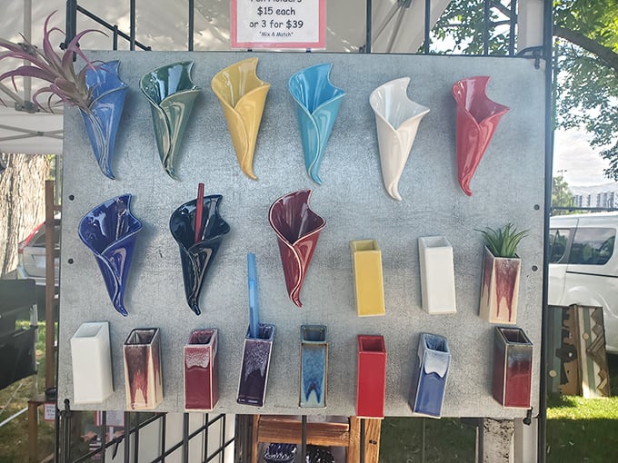 Ceramic vases that flow like colorful frozen waterfalls &ndash; proof that functional art makes even a bunch of grocery store daisies look like a million bucks.