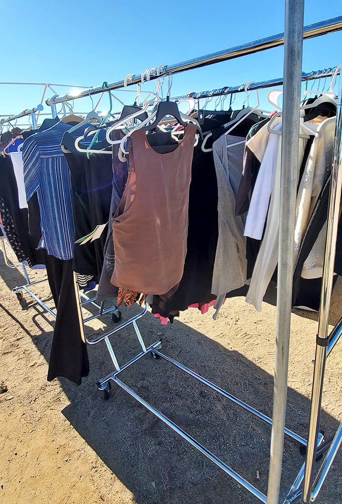 The desert wind gently rustles through racks of pre-loved fashion treasures &ndash; each garment with a story waiting for its next chapter.