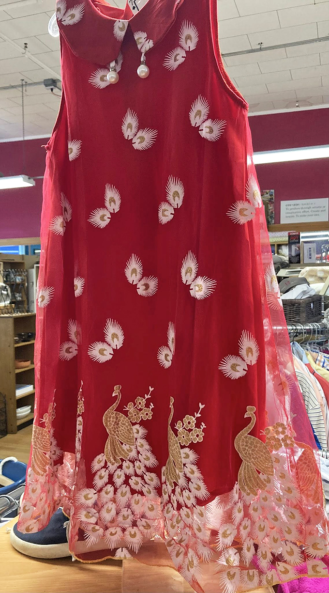 This embroidered peacock dress is the kind of showstopper that makes people ask where you shop.