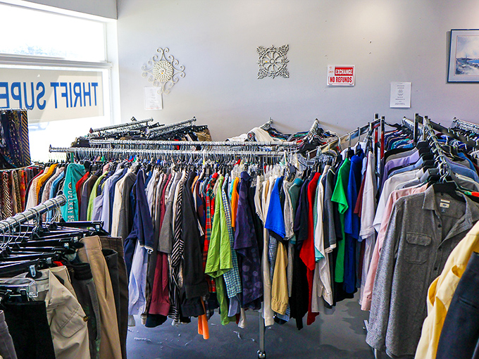 The clothing section: where fashion comes full circle and yesterday's trends await rediscovery by tomorrow's trendsetters.