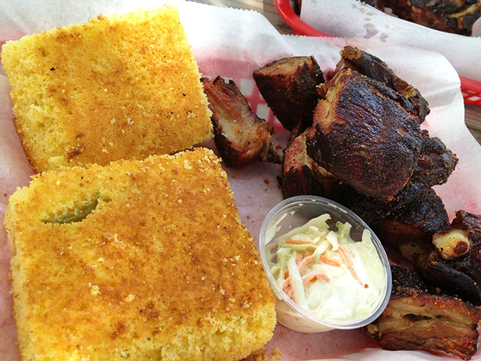 Cornbread squares that strike the perfect balance between cakey and crumbly &ndash; the barbecue sidekick that deserves its own spotlight.