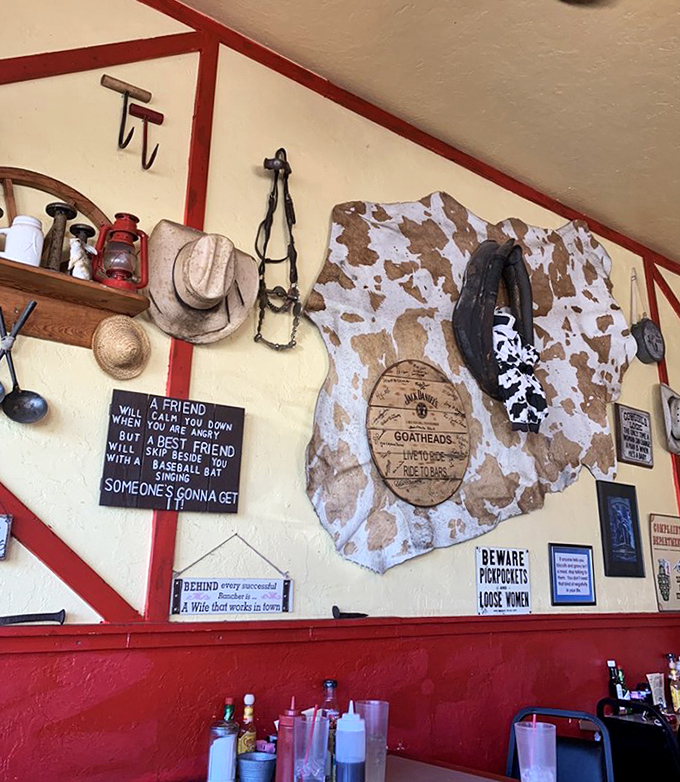 Western memorabilia tells Wickenburg's story better than any history book – cowboy hats, signs, and genuine frontier spirit.
