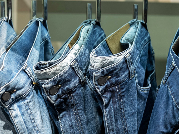 Denim dreams hanging in perfect blue harmony. The holy grail of secondhand shopping: jeans that someone else has already broken in.