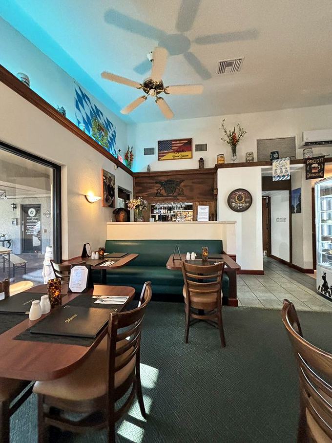 Cozy booths and simple d&eacute;cor let the food be the star. Blue accent lighting adds just enough atmosphere without distracting from the culinary main event.