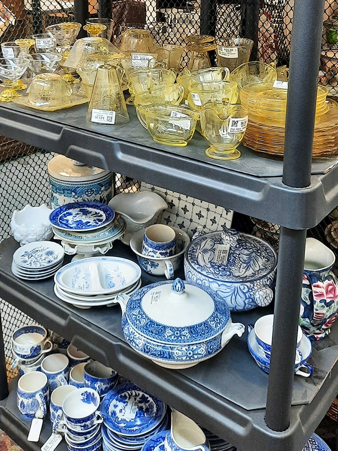 Blue and white porcelain dinnerware that's outlasted trends and fads, ready to bring timeless elegance to someone's dining table.