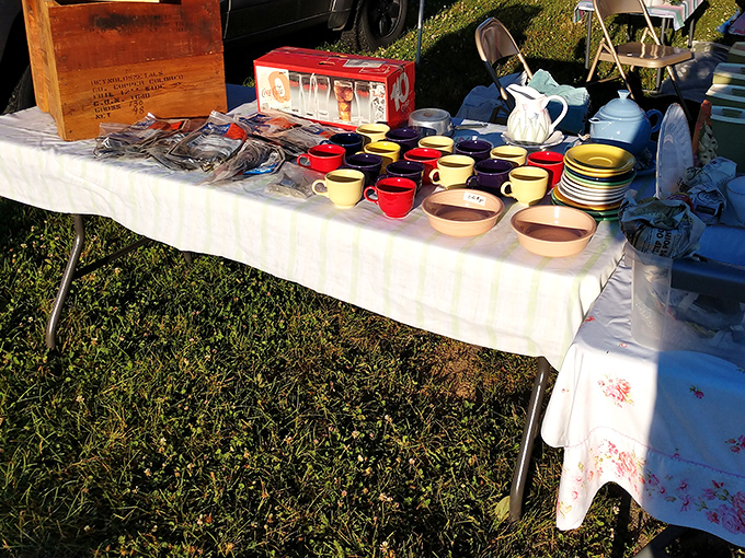 Vintage dishware that makes modern IKEA sets look soulless in comparison. These cups have probably served everything from Vernors to homemade lemonade.