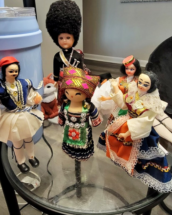 International dolls in traditional dress, proving that culture and charm don't require a passport or fortune.