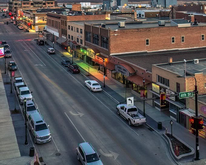 As evening settles on downtown Williston, the streetlights create pools of golden welcome &ndash; small-town charm with just enough nightlife to keep things interesting.