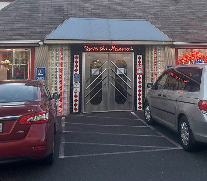 Those gleaming double doors with their diamond accents aren't just an entrance&mdash;they're a portal to flavor. "Taste the Memories" indeed.