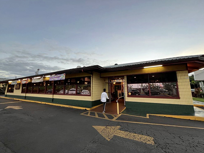 Morning light catches the entrance, where countless hungry pilgrims have begun their journey to breakfast nirvana since 1971.