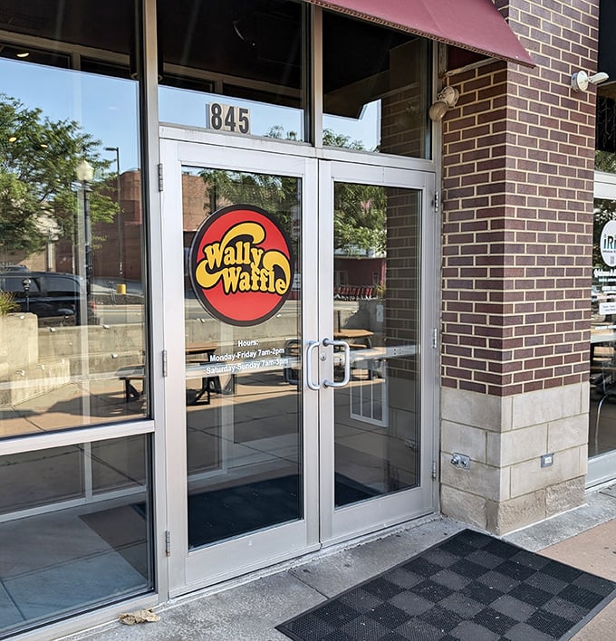 The entrance to Wally Waffle: where diet plans go to die and breakfast enthusiasts line up for their morning moment of bliss.