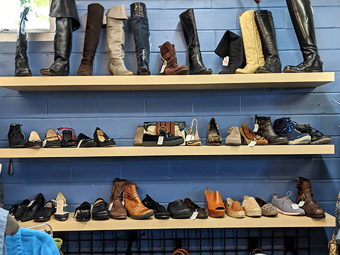 Boot boulevard! From cowboy classics to mod knee-highs, footwear that's already danced through someone else's story, ready for yours.