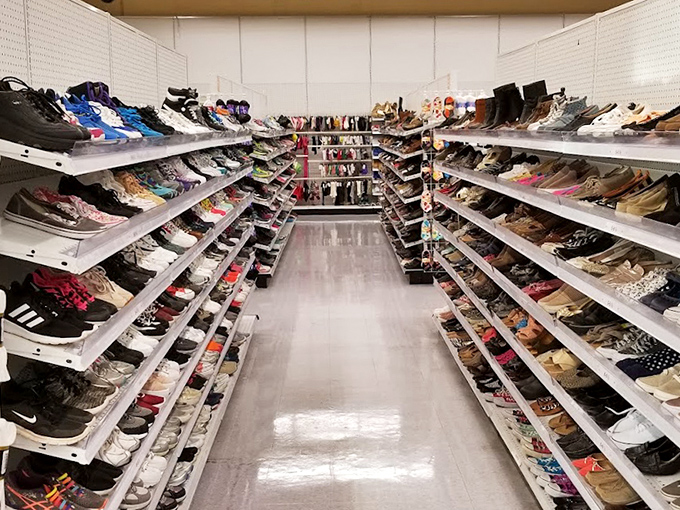 Shoe paradise stretching into infinity. From barely-worn Nikes to vintage loafers, your next favorite footwear awaits discovery.