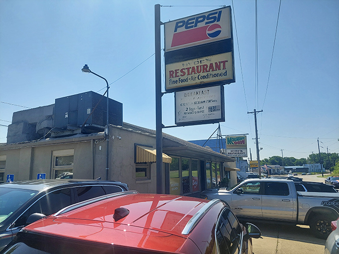 The vintage Pepsi sign stands like a beacon of hope for hungry travelers. In a world of constantly changing restaurant concepts, Hyde's steadfast presence feels like running into an old friend.