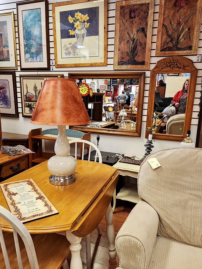This dining set vignette is staged so perfectly you half expect to find a family sitting down to Sunday dinner right in the middle of the store.